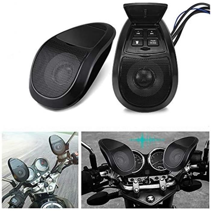 Lot De 2 Haut-Parleurs Audio Pour Moto Bluetooth Sans Fil Mp3 - Étanche ...