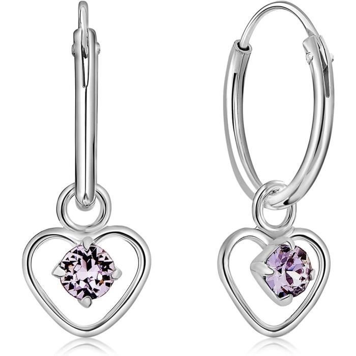 Boucles D'Oreilles Petites Créoles En Argent Fin 925 Et Pendentif Coeur ...