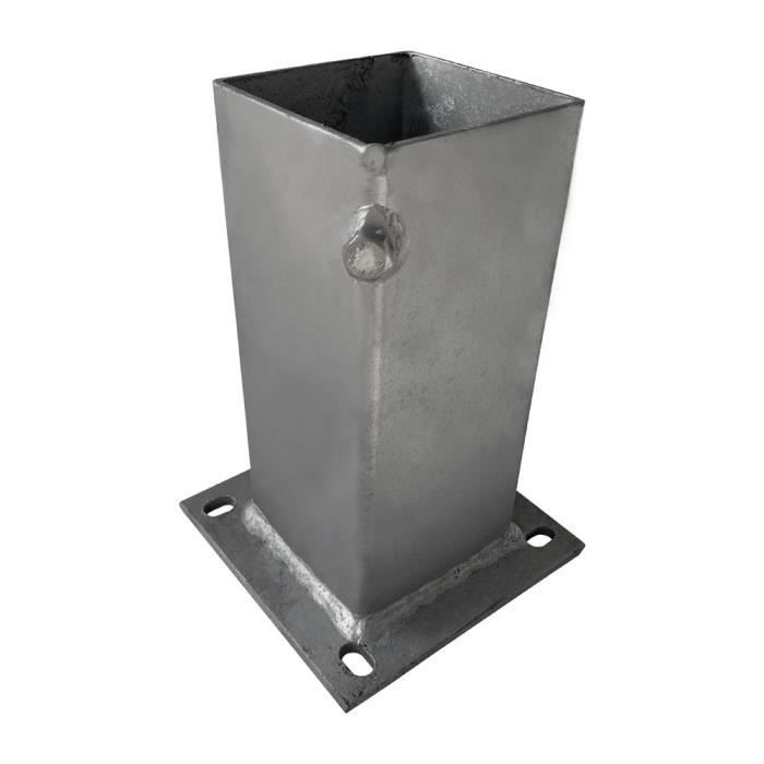 Fourreau à platine pied de poteau acier galvanisé 90 x 90 mm (pour ...