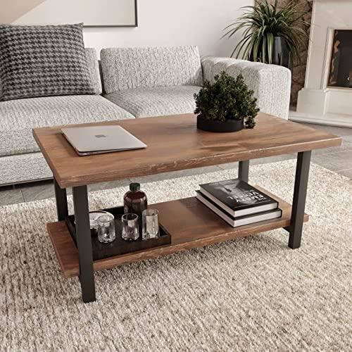 Gozos Huesca Plaque Doble Table Basse Salon en Pin Massif Plateau Bois ...
