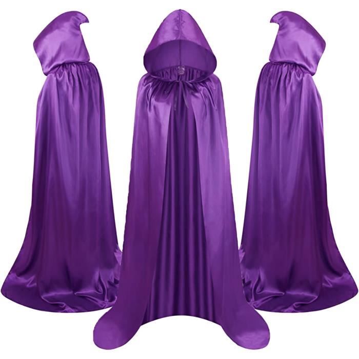 Cape À Capuchon Violet Déguisement Adulte Costume Halloween Carnaval ...