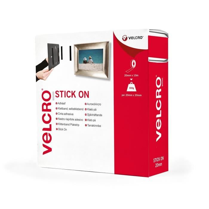 Velcro VEL-EC60220 Ruban auto agrippant adhésif 20 mm x 10 m Noir ...
