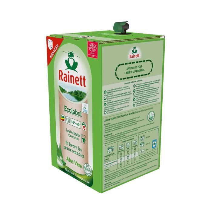 RAINETT Lessive Liquide Ecolabel - Aloe Vera - 5 L - Cdiscount Au quotidien