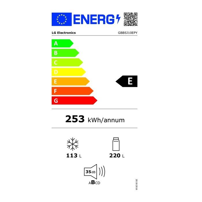 Lg Réfrigérateur combiné 59.7cm 333l ventilé - GBBSJ10EPY - Achat ...