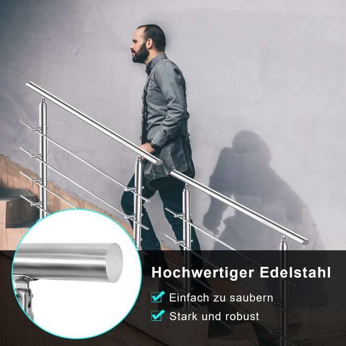Joparri Rampe d'escalier en acier inoxydable extérieur et intérieur 150 ...