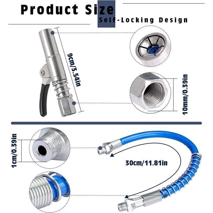 Raccord de Pistolet à Graisse Coupleur pour Pompe à Graisse Embout ...