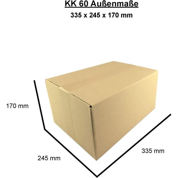 100 cartons d'expédition simple cannelure 33 x 24 x 16 cm brun - KK 60 ...