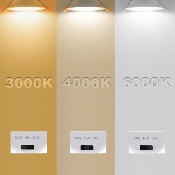 Spot LED Encastrable 5W, Spot Salle de Bain IP54, Spot LED 3 couleurs ...