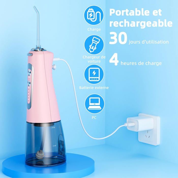 Jet Dentaire Hydropulseur Portable Jet Dentaire Sans Fil Rechargeable ...