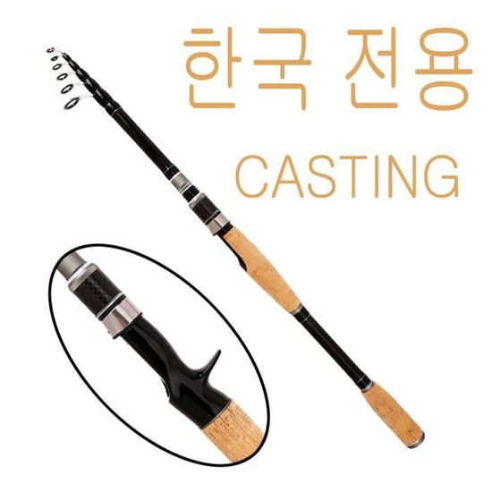 Casting corée - 2.4m - Canne à Pêche Télescopique Spinning Carbone ...