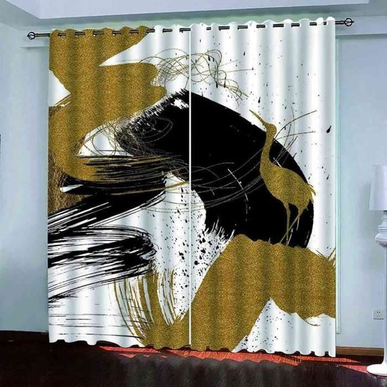 Rideau Occultant Isolant Thermique Rideaux À Oeillets,3D Art Noir De La ...