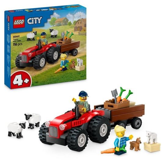 LEGO City 60461 Tracteur agricole rouge avec remorque et moutons - Jeu ...