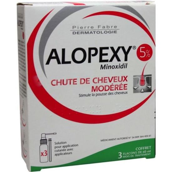 PIERRE FABRE Alopexy 5% Minoxidil Chute de Cheveux Modérée - 3 Flacons ...