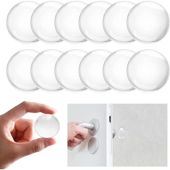 12 pièces Transparentes Tampon de Porte Autocollant, Butée de Poignée ...