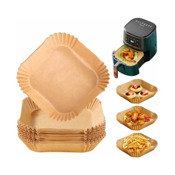 Papier Cuisson Air Fryer 100 Pièce Papier Sulfurisé Carré Papier ...