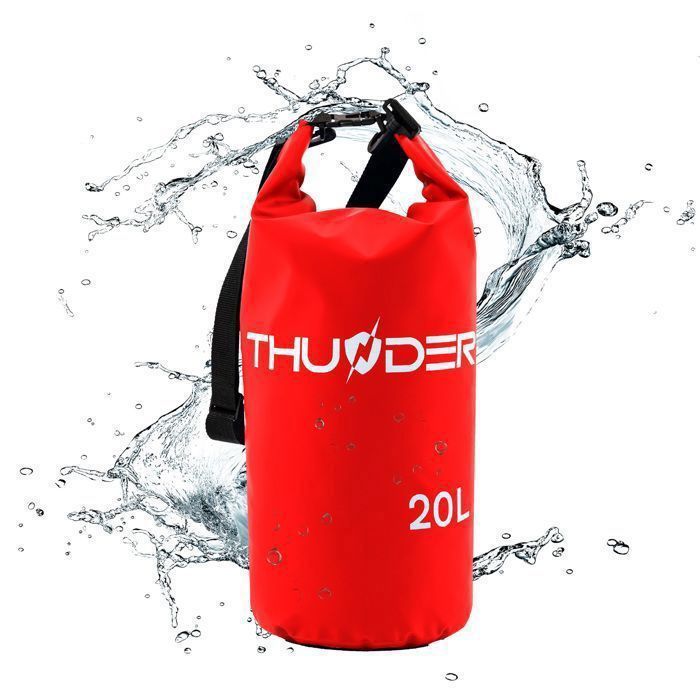 THUNDER® Sac Étanche Rouge 20 L | Imperméable | Pour Paddle, Kayak ...