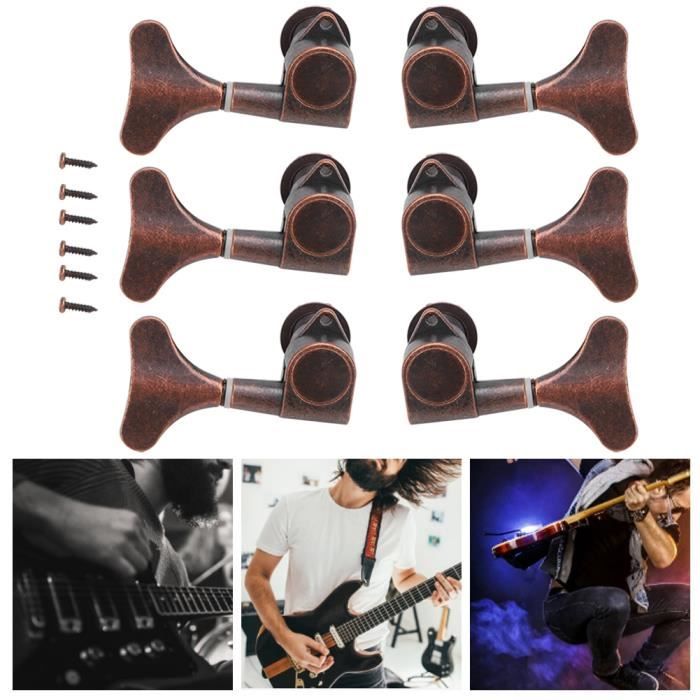 Akozon Clé d'accordage basse 3L3R Bass Tuning Key Pegs Rouge Cuivre ...