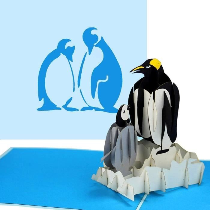 Carte Pop-Up Pingouins Sur Banquise – Carte De Pingouin 3D, Superbe ...