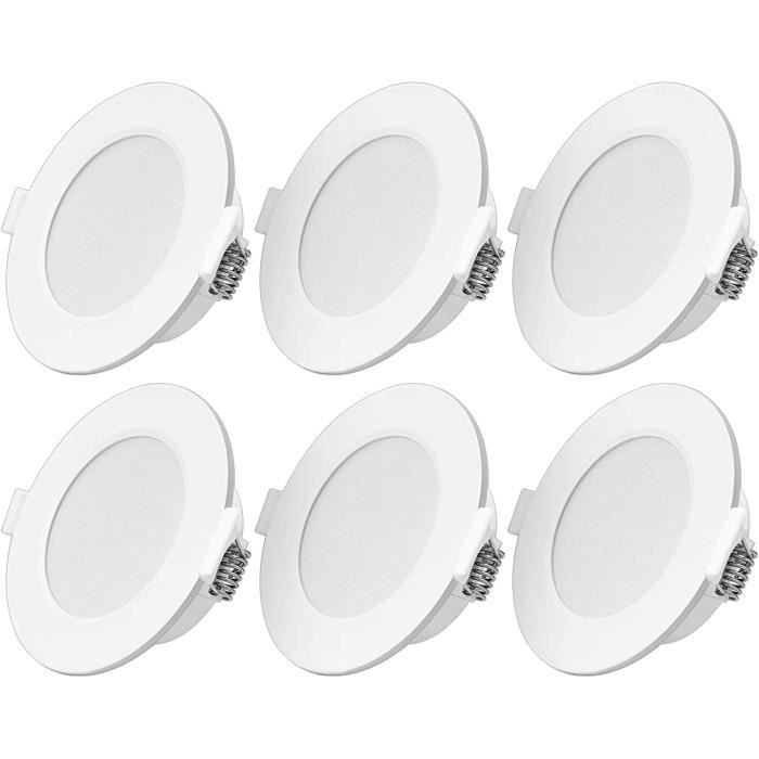 Spot LED encastrable ultra-plat 6W LED Spot 230V IP44 Blanc chaud Lot de 6 lampes LED ...