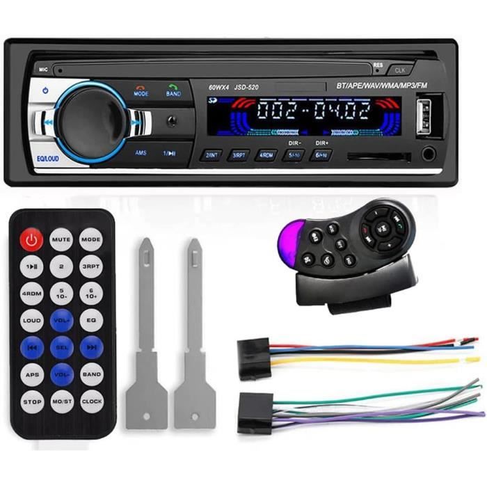 Autoradio Bluetooth Mains Libres, 1Din 12V Autoradio Lecteur Mp3 De Voiture Avec Télécommande ...