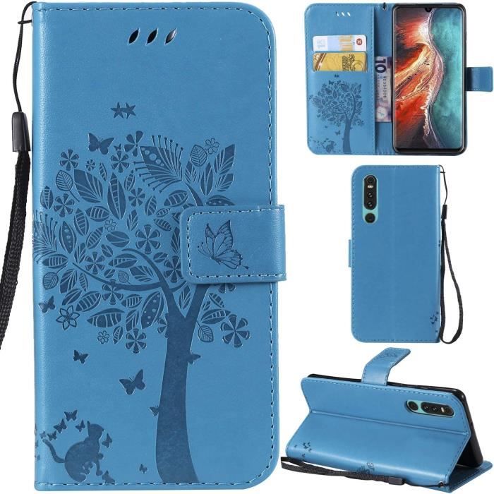Huawei P30 Coque Motif Arbre Chat PU Cuir Flip Wallet Support avec ...