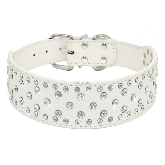 Jeweled Rhinestones Pet Dog Collars Sparkly Crystal Diamonds Studded PU ...