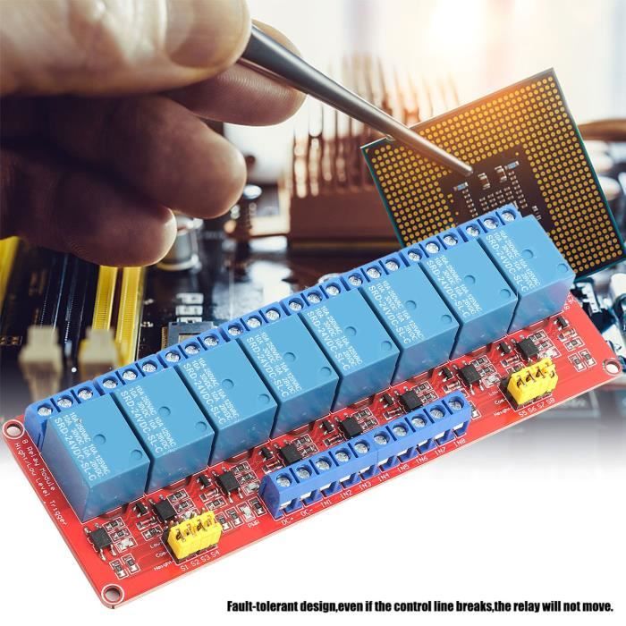 Module relais - DUOKON - 8 canaux - 5V/12V/24V - Déclenchement haut/bas ...