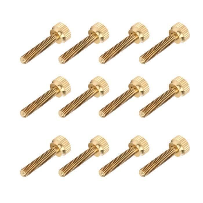 Vis hélicoïdale moletée à tête ronde 50pcs vis moletée plate à tête ...