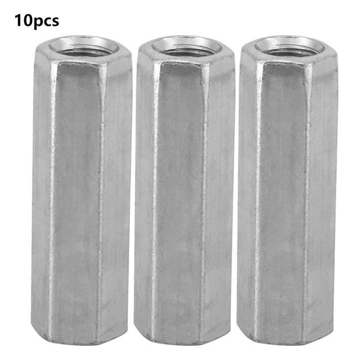 HURRISE Écrou fileté 10 pièces M8 longue tige écrou hexagonal manchon ...