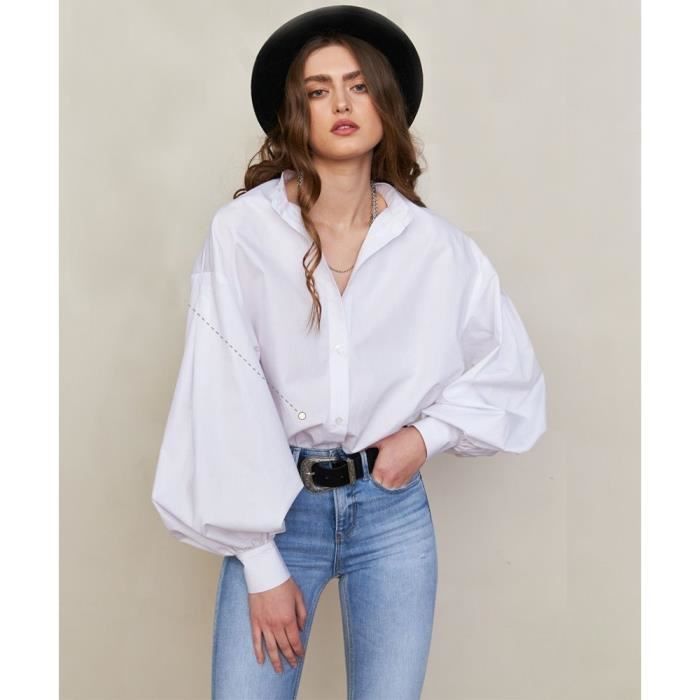 Chemise,Chemise à manches bouffantes à imprimé floral pour femmes ...