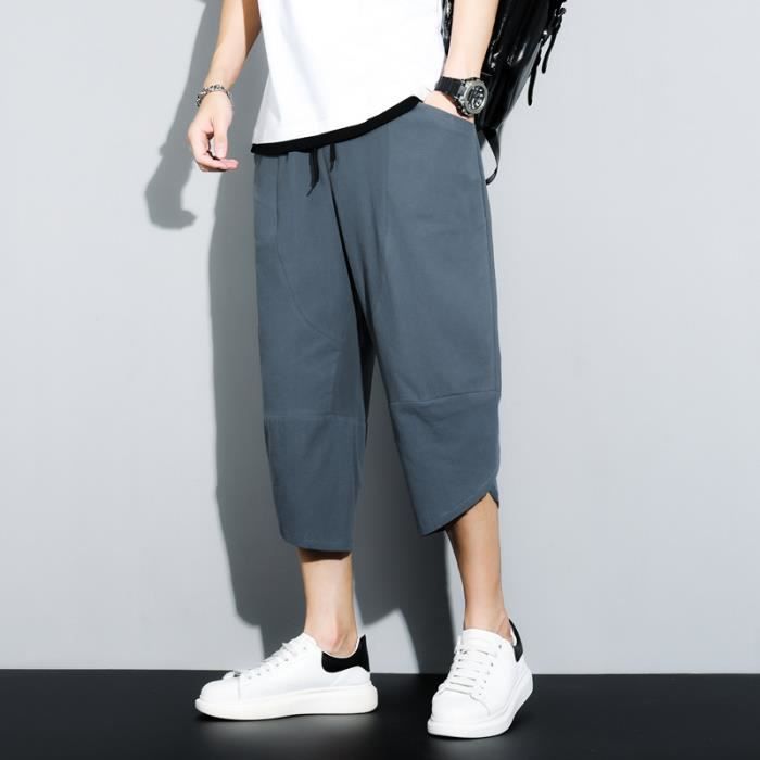 Short Homme Lin fin et lâche en coton lin de haute qualite respirant ...