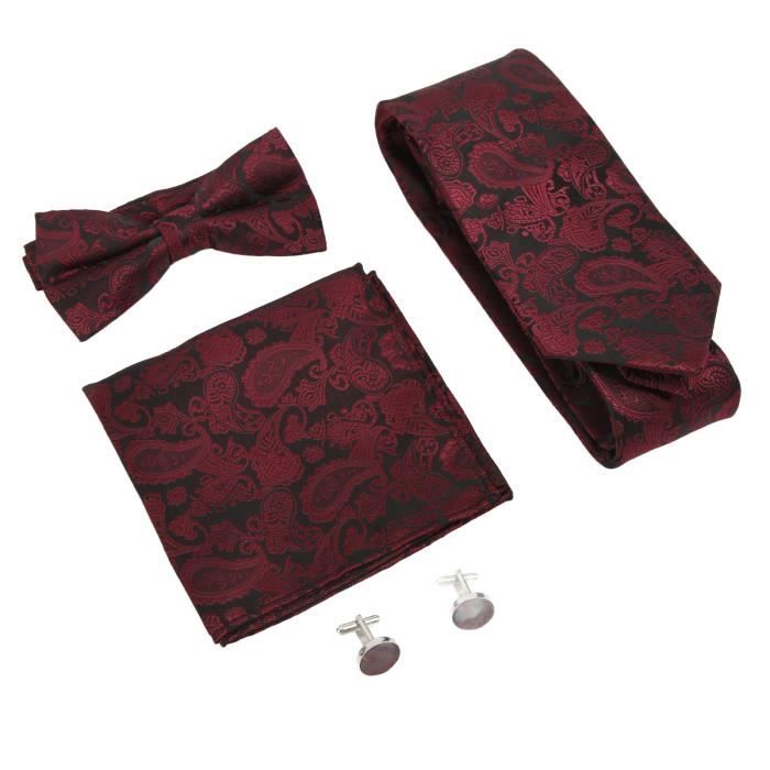 Ensemble de cravate pour homme - OMABETA - Rouge - Soie de polyester ...