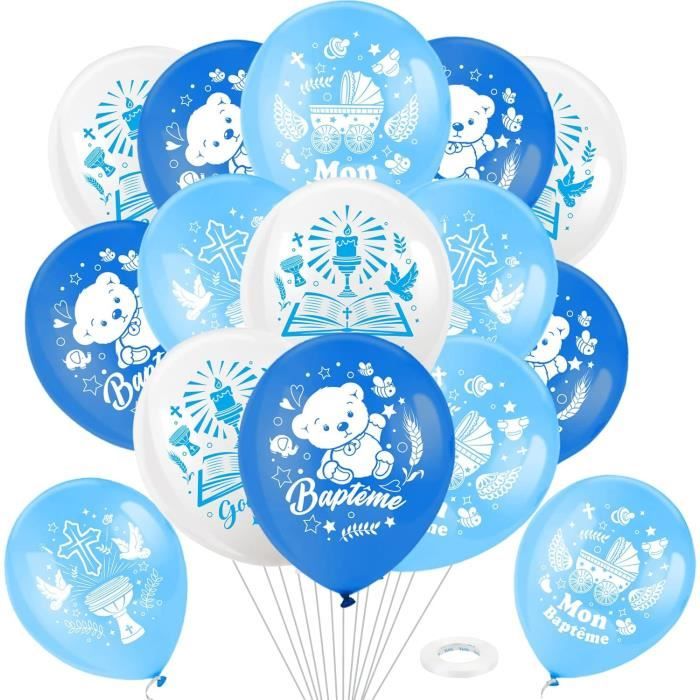28Pcs Bleu Ballons De Mon Baptême Pour Garçon Enfants Baptême ...