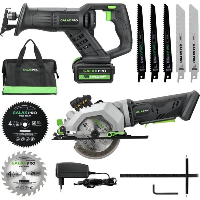 GALAX PRO Scie alternative et mini scie circulaire, Batterie 20V, Scie ...
