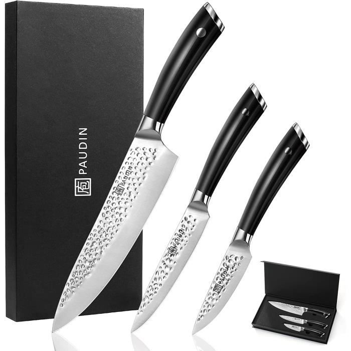 PAUDIN Ensemble de couteaux, ensemble de couteaux de cuisine 3 pièces ...