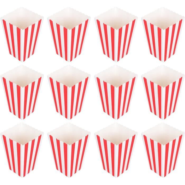 Movie Night Paper Popcorn Boîtes: 48Pcs Papier À Rayures Rouges Popcorn ...