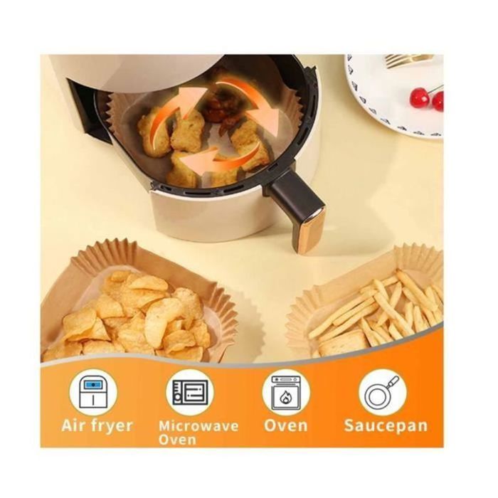 Papier Cuisson Air Fryer 100 Pièce Papier Sulfurisé Carré Papier ...