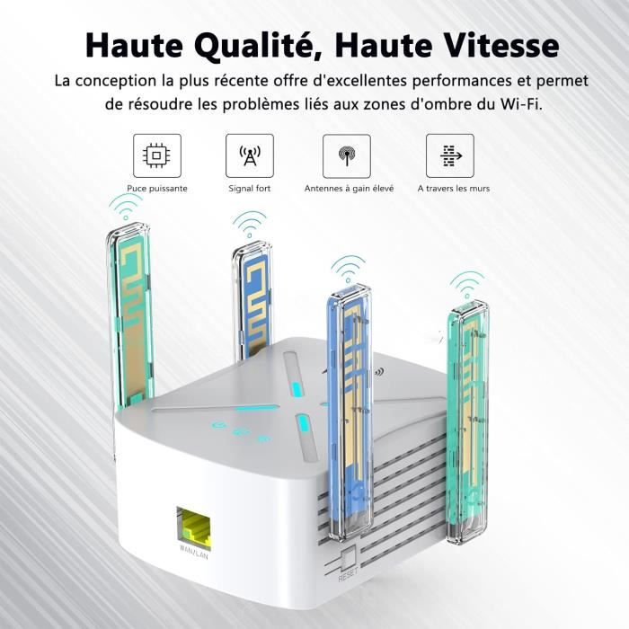 Répéteur Wifi 6 Puissant Ax1800 Mbps Amplificateur Wifi Puissant Avec ...