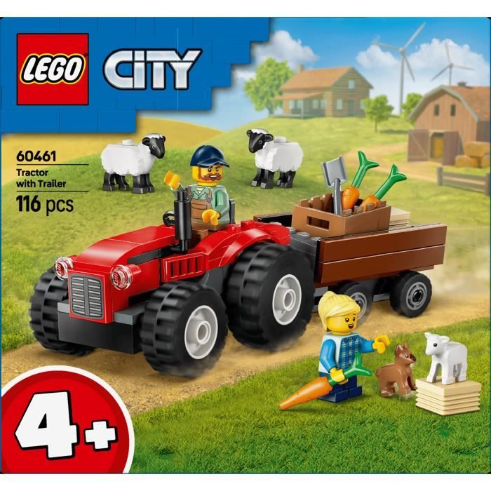LEGO City 60461 Tracteur agricole rouge avec remorque et moutons - Jeu ...