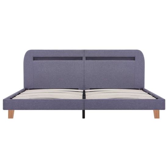 Cadre de lit avec LED - YUL - Gris clair - 160 x 200 cm - Bois et fer ...