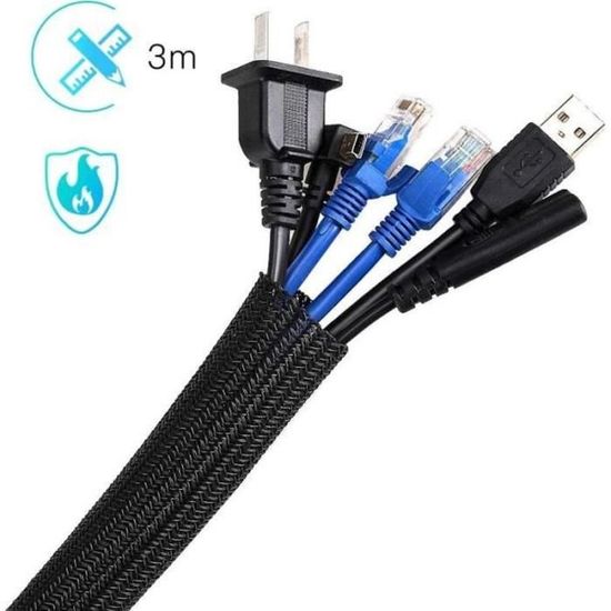 CABLE - FIL - GAINE Manchon de Câble Gaine 3m Souple Ajustable Gestion ...
