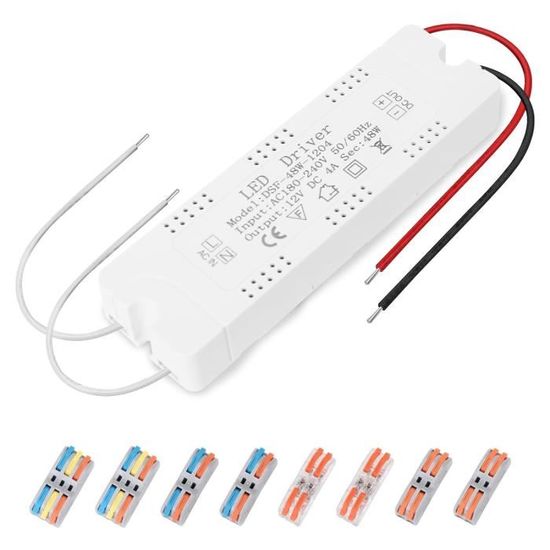 Transformateur Led 12V 48W, Transformateur 220V 12V 4A Avec 8Pc ...
