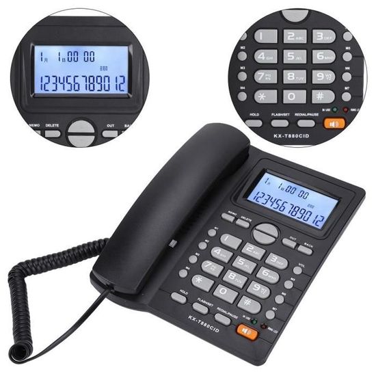 Dilwe Téléphone filaire avec répondeur Téléphone Filaire à 2 Ports avec Affichage Identification ...