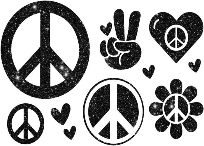 Cusson Thermocollant Paillettes Peace Symbole De La Paix Noir ...