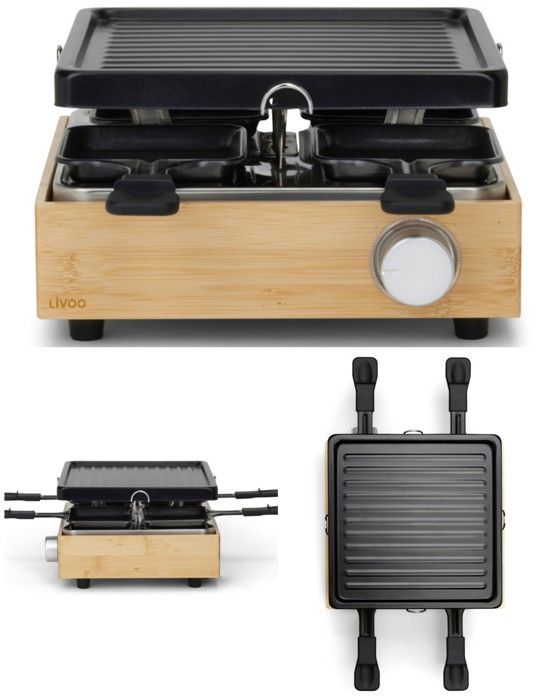 Appareil à raclette - MARQUE - Bois de bambou - 800W - 4 personnes ...