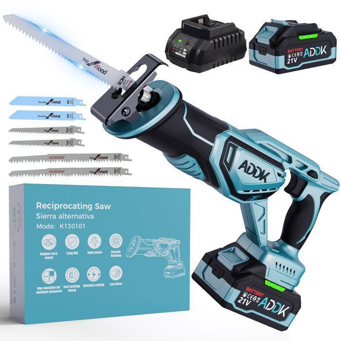 Scie Sabre Sans Fil - ADDK - 21V - 4.0Ah Batterie - Chargeur Rapide ...
