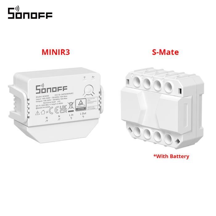 MINIR3 et S-Mate-SONOFF MINIR3 S-MATE Mini Smart Switch 16A Aucun melon al Wire Requis ...
