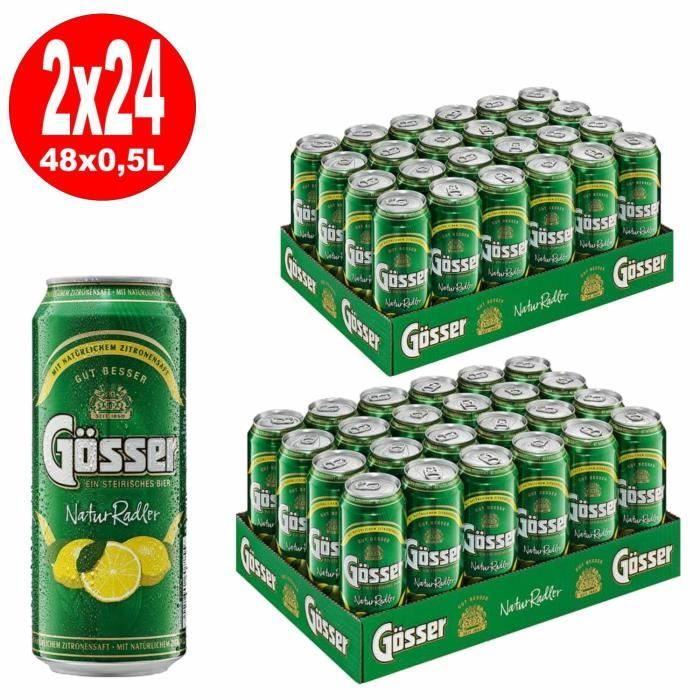 2 x Gösser Natur Panaché citron 24 x 0,5 L = 48 canettes 2,0% vol. alc ...