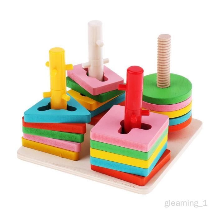 Jeu de Tri Puzzle en Bois - Géométriques - Blanc - 1 Jouet Éducatif ...
