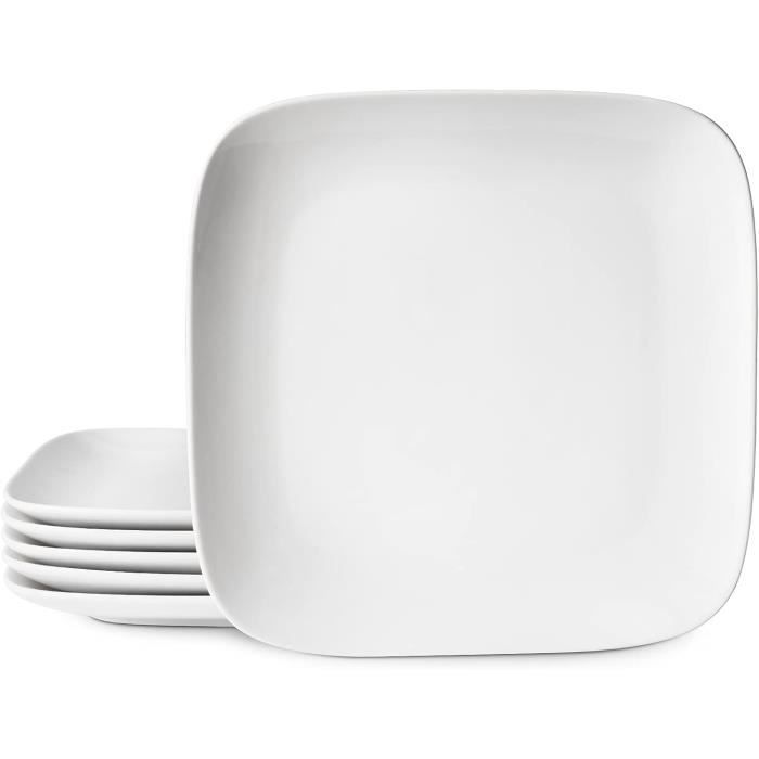 Assiettes Plates Carrées en Porcelaine, 27 cm Assiettes de Service ...